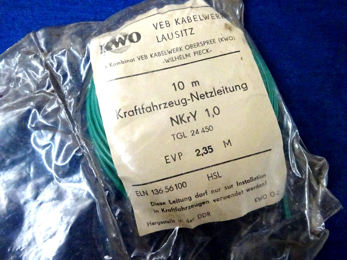 Netzleitung grün Kabel NKrY 1,0 IFA DDR (26378) | ***sixpoints*** der ...