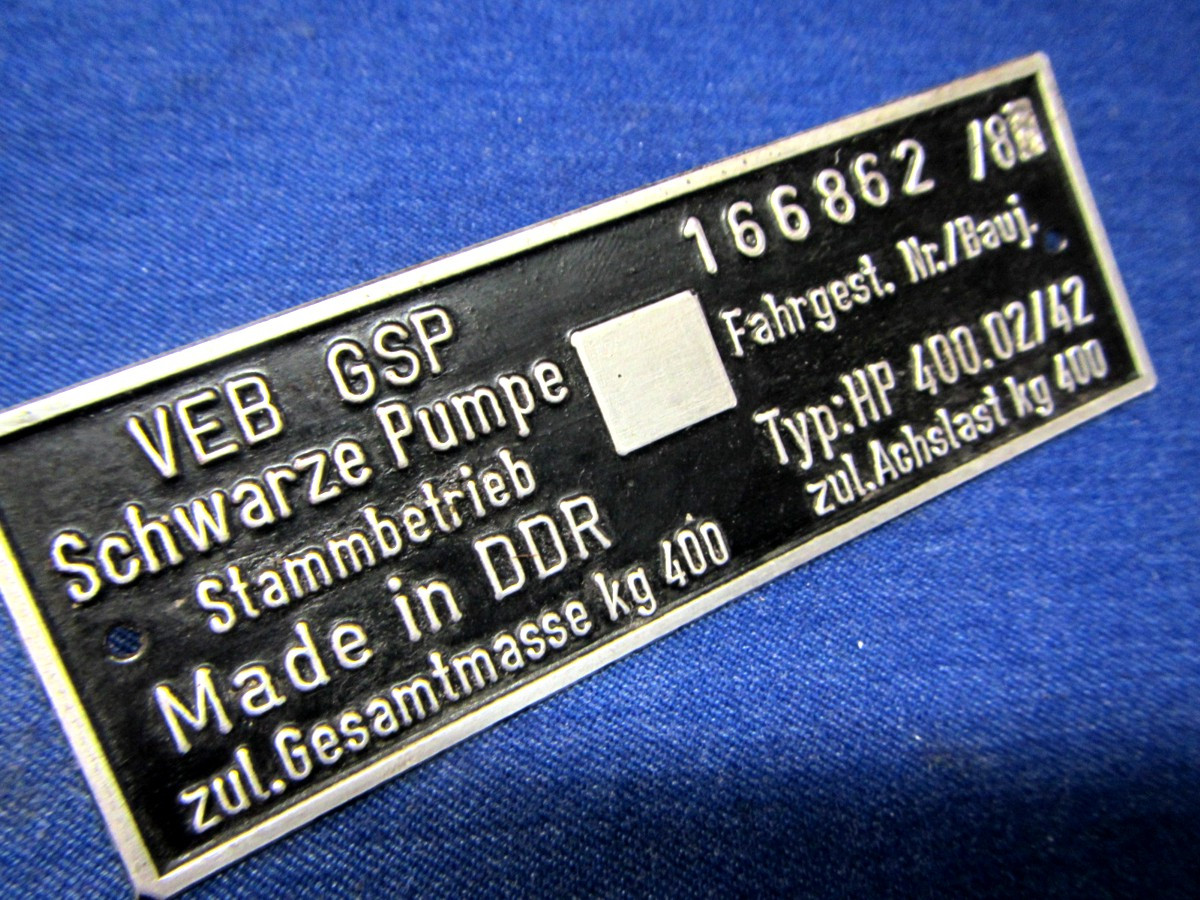 Typschild HP400 DDR Anhänger (24241) | ***sixpoints*** der Oldtimer ...