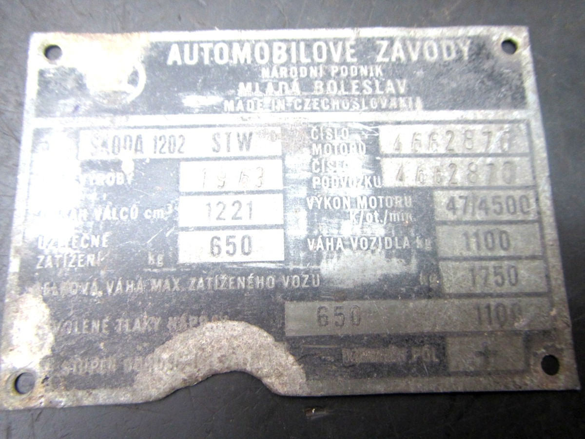 Typschild Skoda 1202 STW 1963 (22486) | ***sixpoints*** der Oldtimer ...